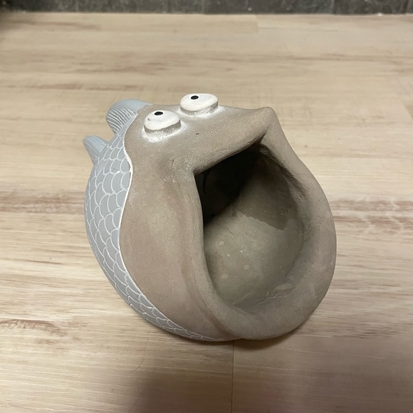 Accents | Big Mouth Blue Cement Fish Planter | Poshmark